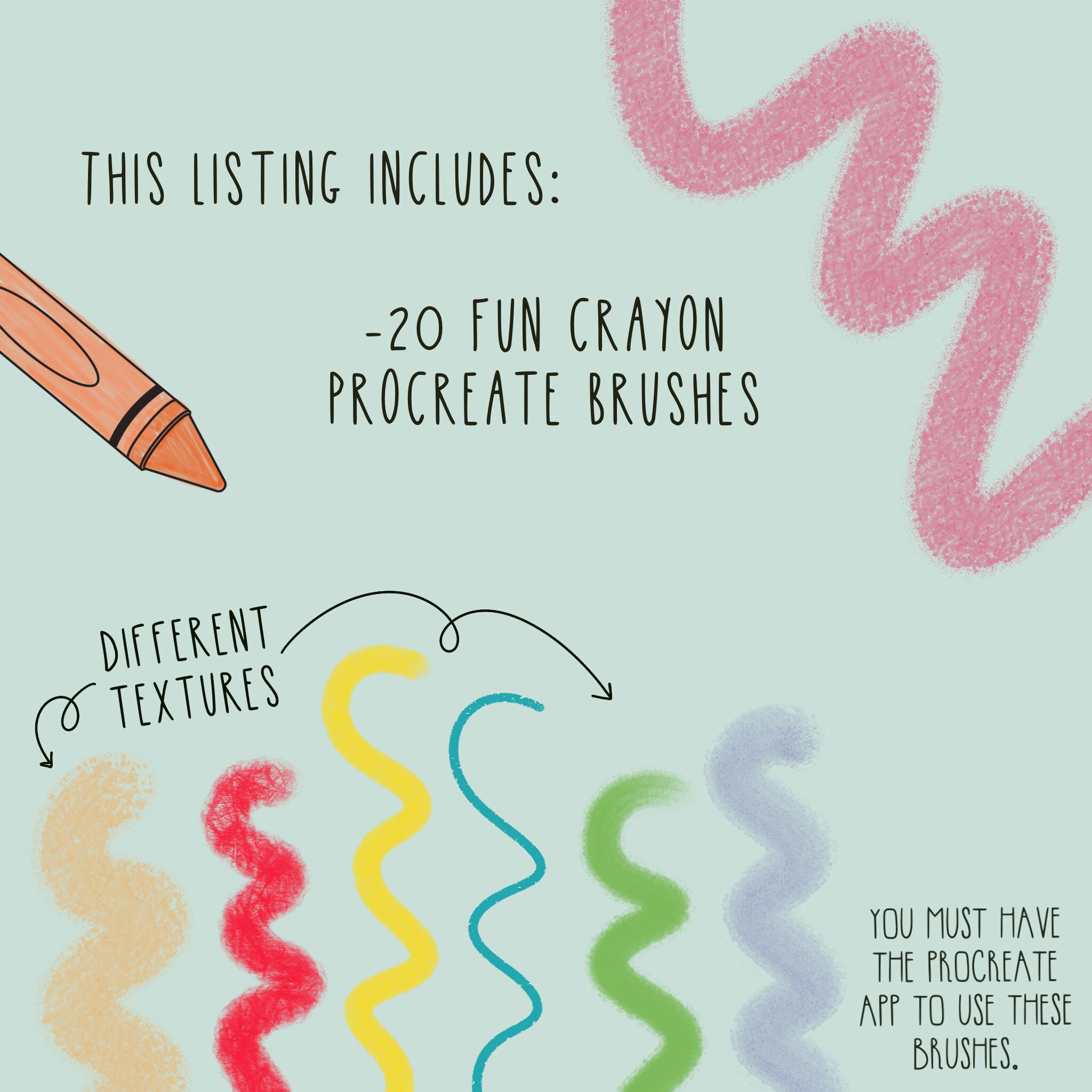 Crayon Procreate Brush Set, Doodle Brushes, Coloring Brush, Digital ...