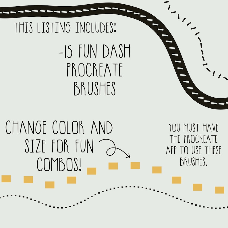 Dash Procreate Brush Set, Dashed Brushes, Line Brush, Digital Paint ...