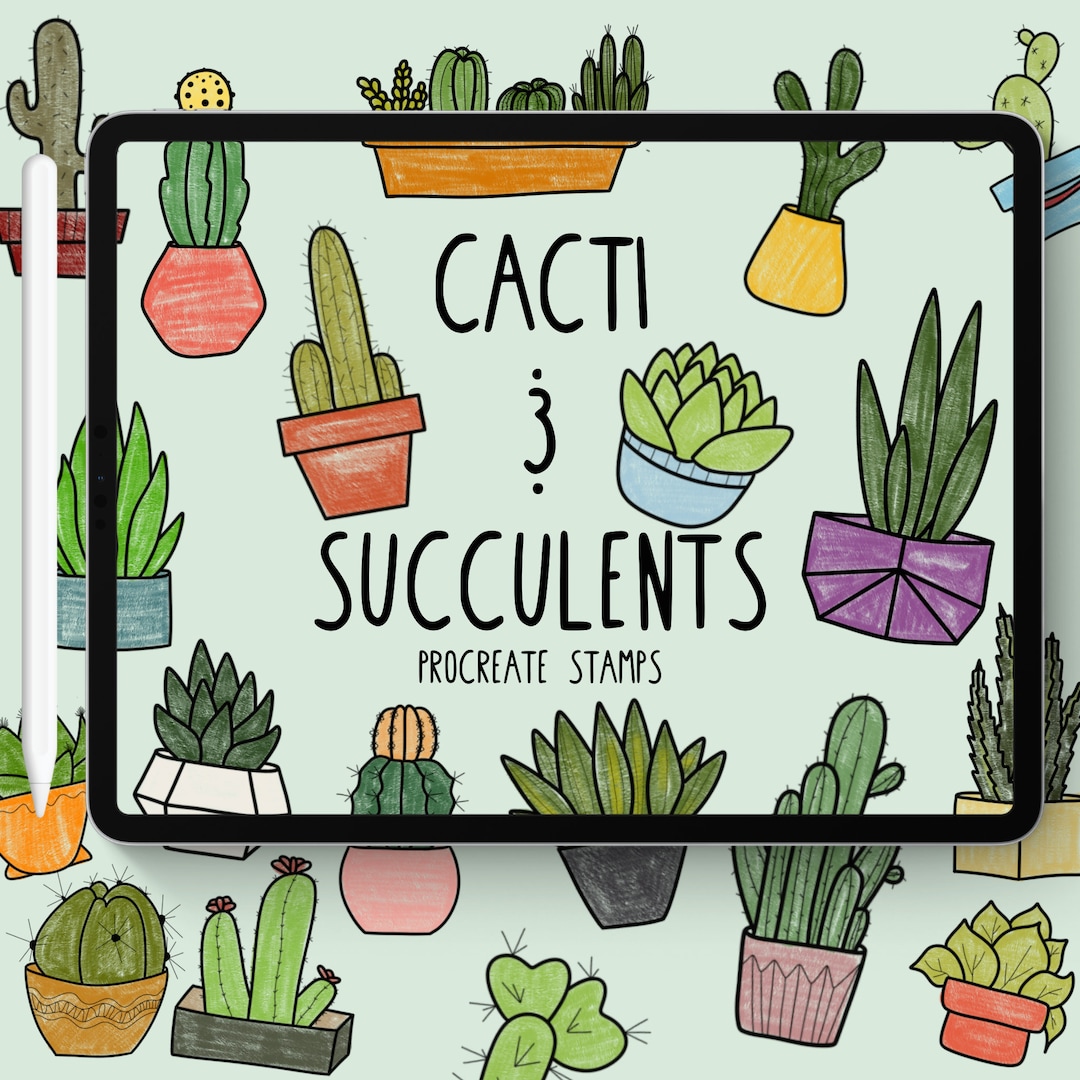 Cacti and Succulent Stamp Set, Procreate Brush Set, Commercial Use ...