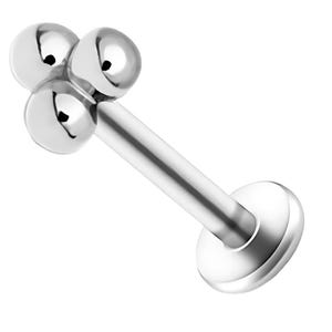 20G/18G/16G Trinity Bead Push Pin Labret • G23 Titanium Threadless Flat Back Earring • Tragus ...