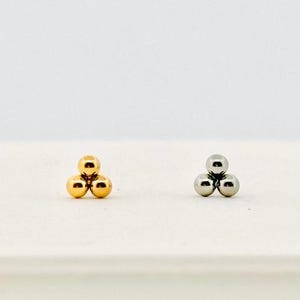 20G/18G/16G Trinity Bead Push Pin Labret • G23 Titanium Threadless Flat Back Earring • Tragus ...