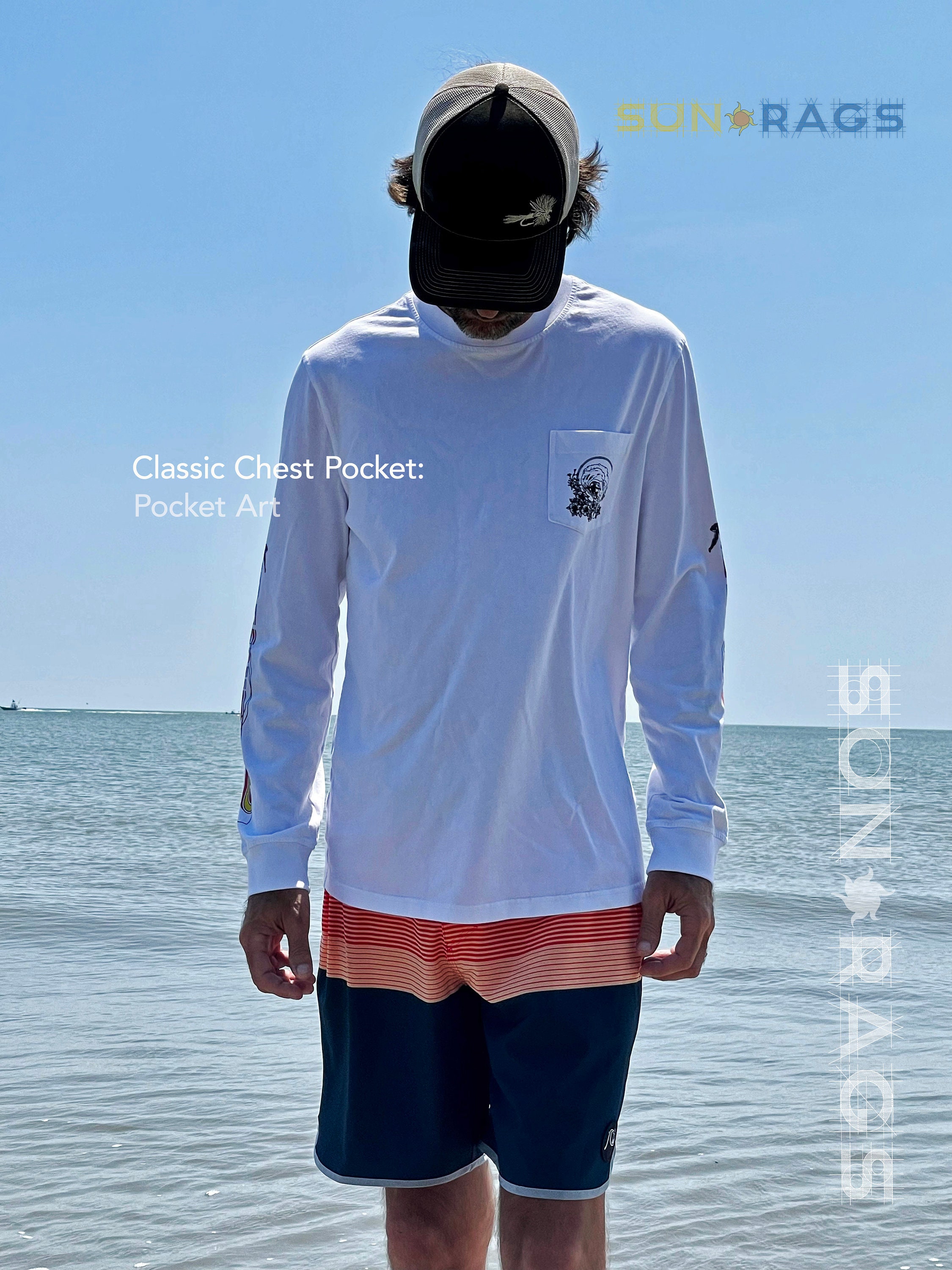 Vintage Long-sleeve Surf T-shirt, Beach Wear, Ocean Surfing Shirt, 70's ...