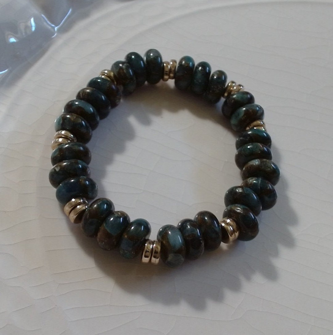 Fancy Porcelain/granite Beads Bracelet W/ Gold Spacers - Etsy