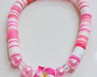 Pink Clay Bead Bracelet. Handmade Bracelets. Pink Bracelet With Charms ...
