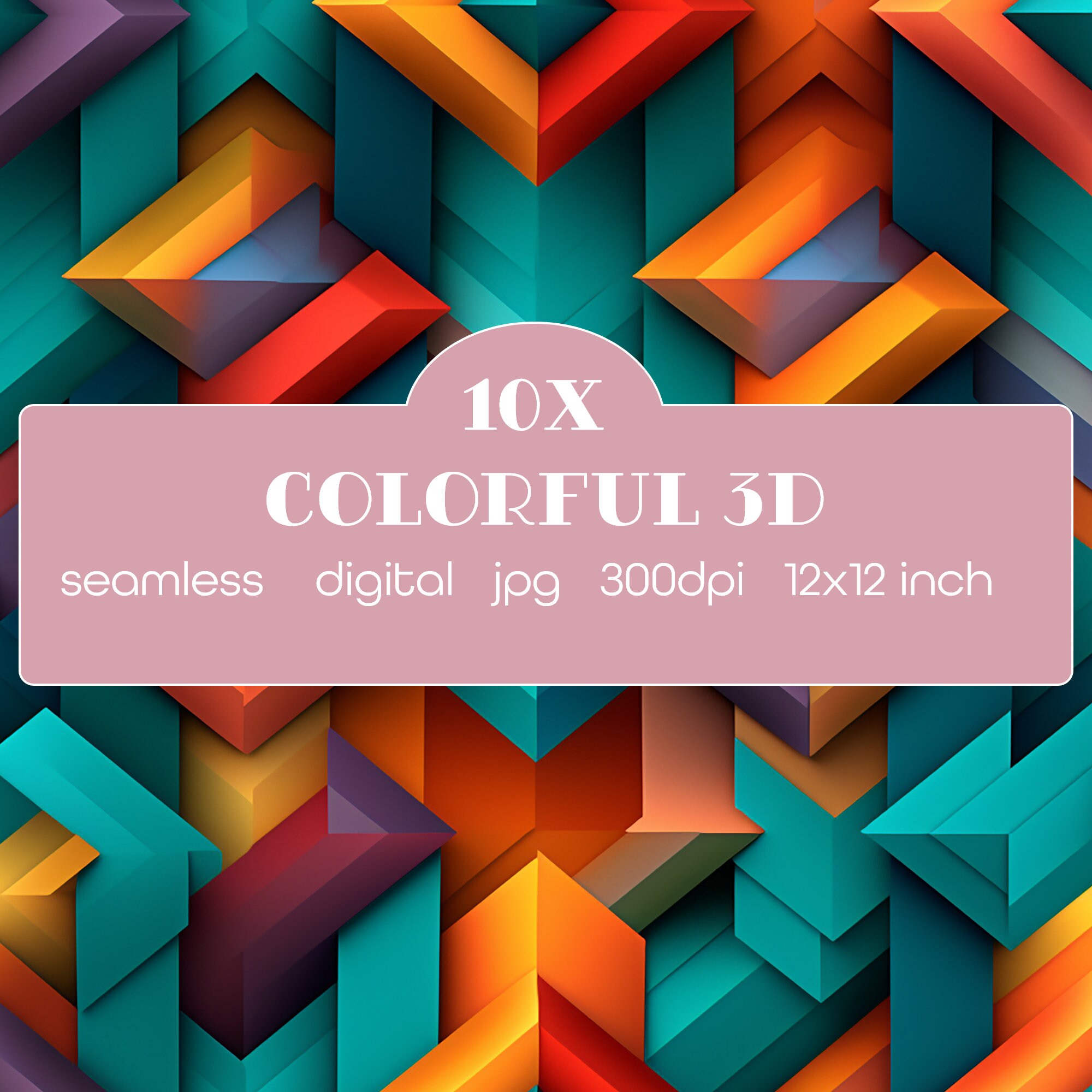 Colorful 3D Digital Paper SEAMLESS 3D Pattern 10 Designs - Etsy