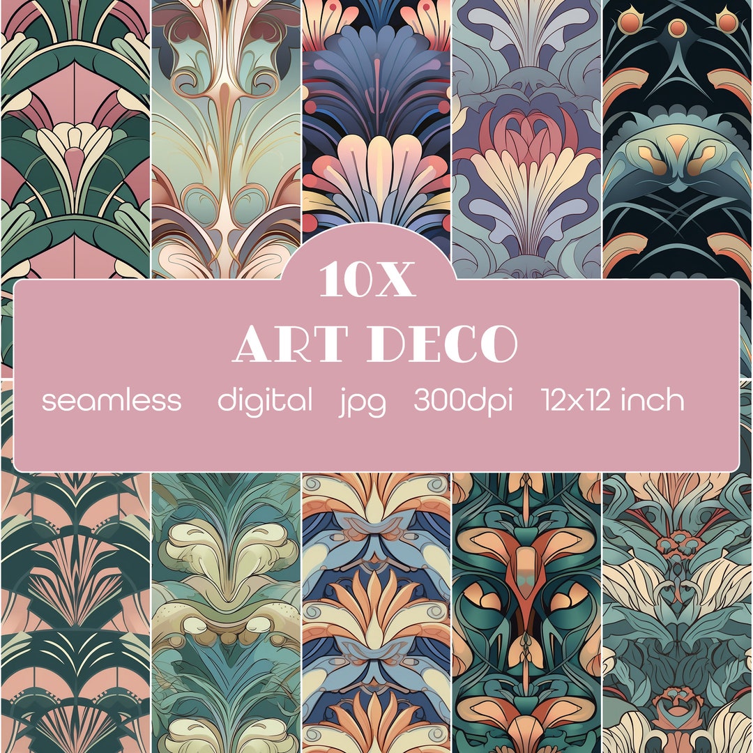 Art Deco Digital Paper - SEAMLESS - Art Deco Pattern - 10 Designs ...