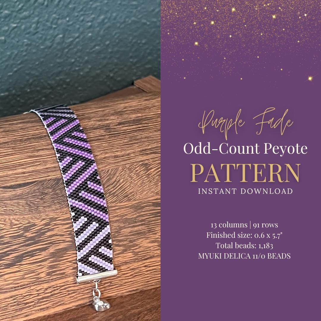 Purple Fade Peyote Bracelet Pattern PDF, Odd-count Peyote Stich ...