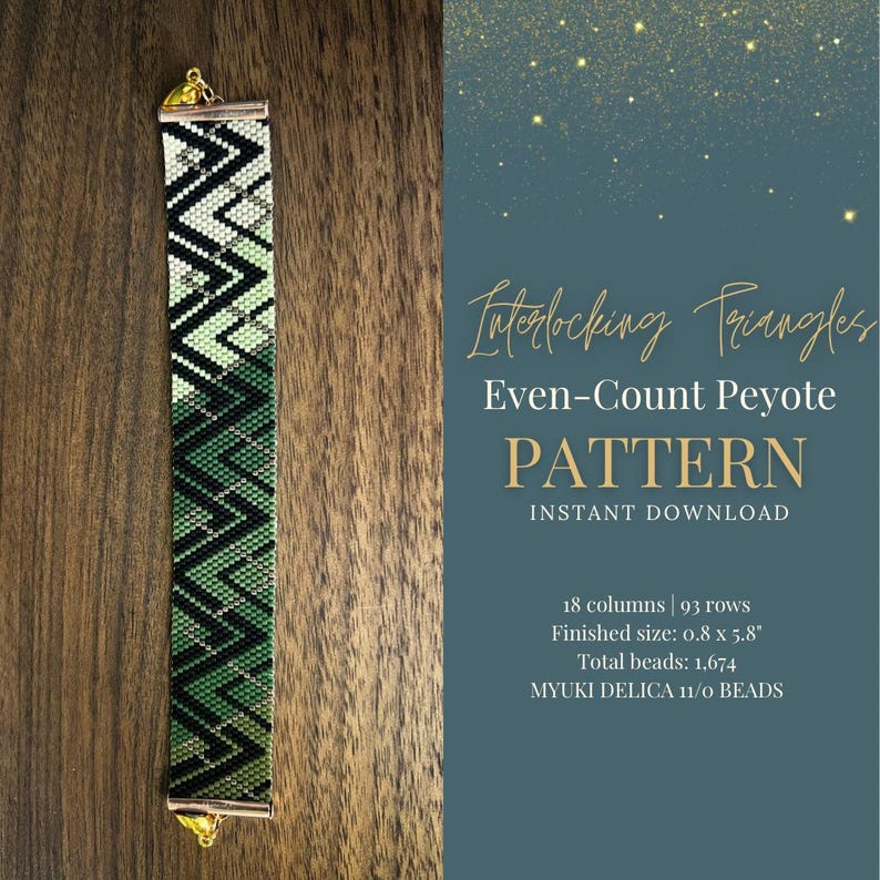 Interlocking Triangles Peyote Beaded Bracelet Pattern PDF, Even-count ...
