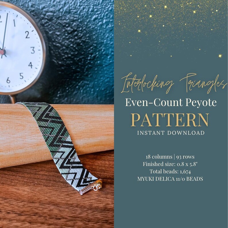 Interlocking Triangles Peyote Beaded Bracelet Pattern PDF, Even-count ...