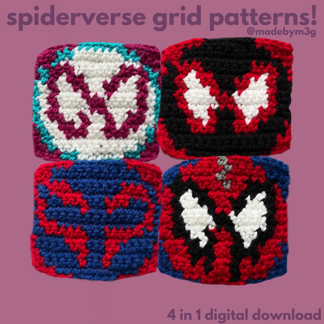 4 in 1 Spiderman: Across the Spider-verse Crochet Tapestry Design Miles ...