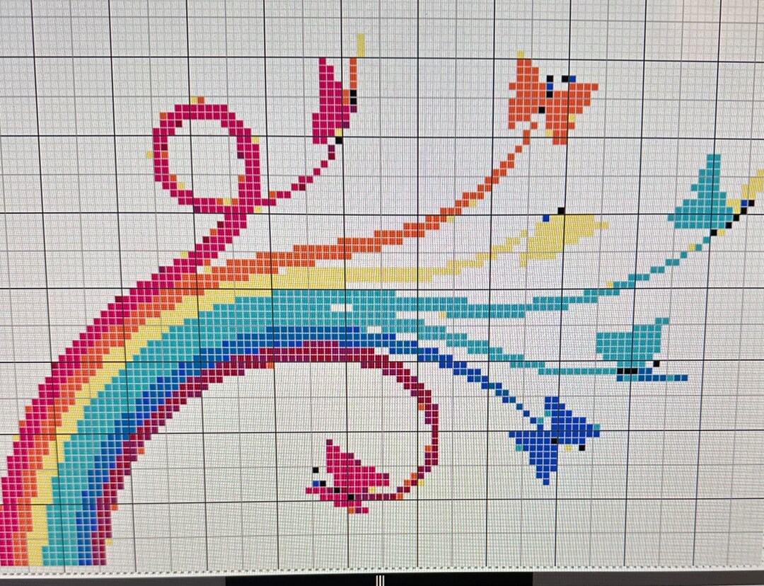 Rainbow With Flying Butterflies Crochet Graph Pattern Instant Digital ...