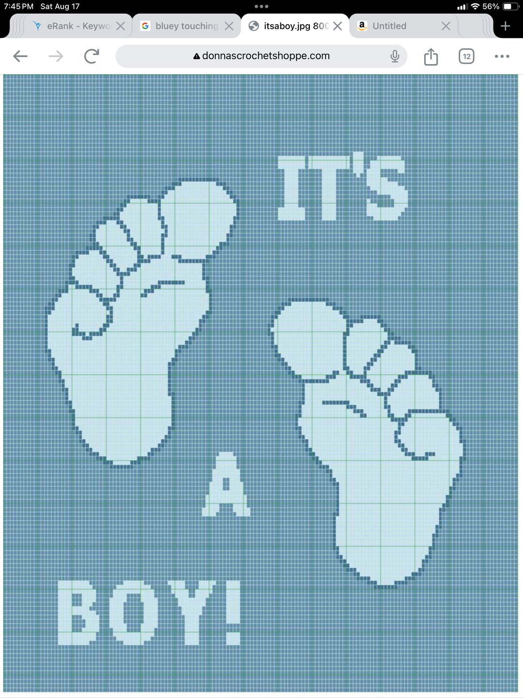 It's A Boy Crochet Blanket Graph Pattern: Baby Feet (PDF Download) - Etsy