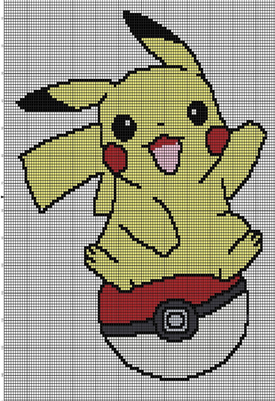 Pikachu Pokeball Fun Crochet Graph, Pokémon Crochet Pattern, Graphgan ...