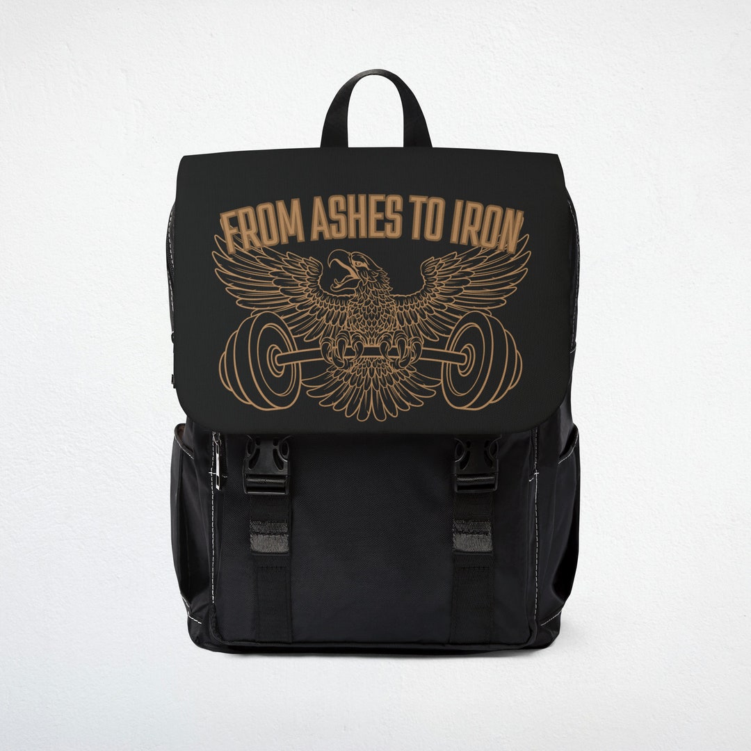 From Ashes to Iron Rising Phoenix Barbell Mini Canvas Backpack for Back ...