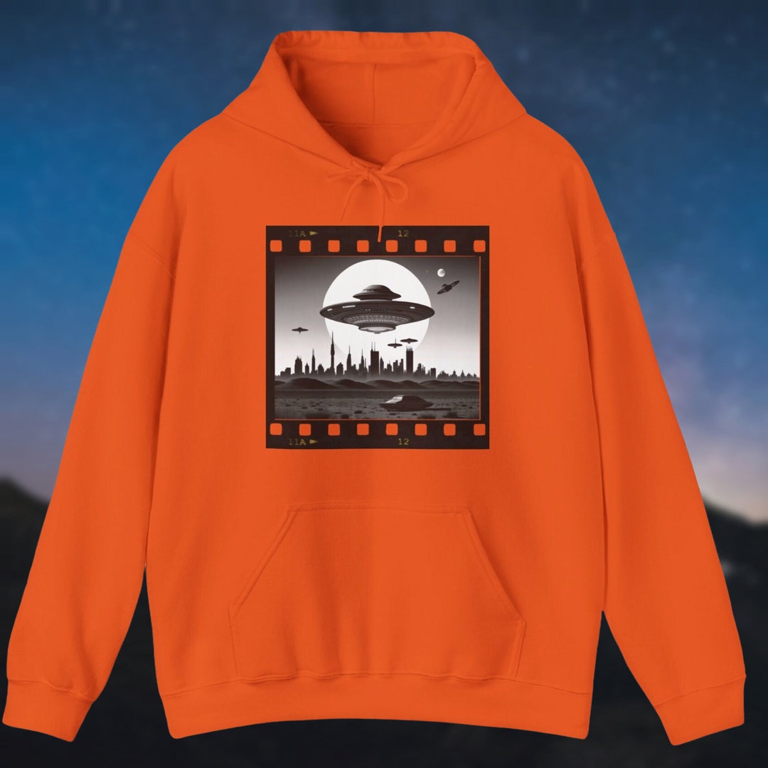 Black and White Outer Space Alien Invasion Designer Hoodie, Hooded ...