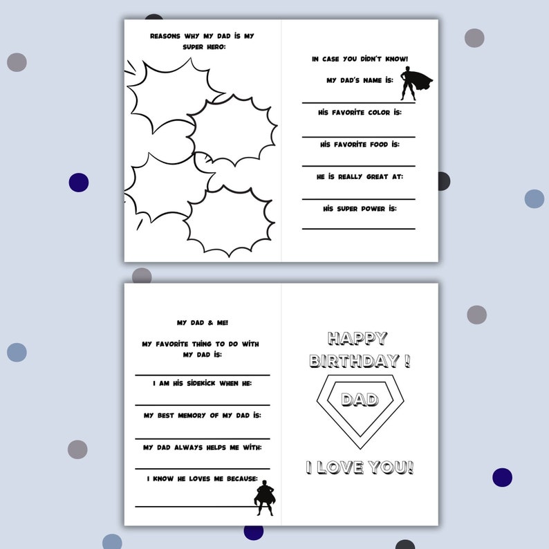 Super Hero Dad Printable Birthday Book, Birthday Card, Personalized ...