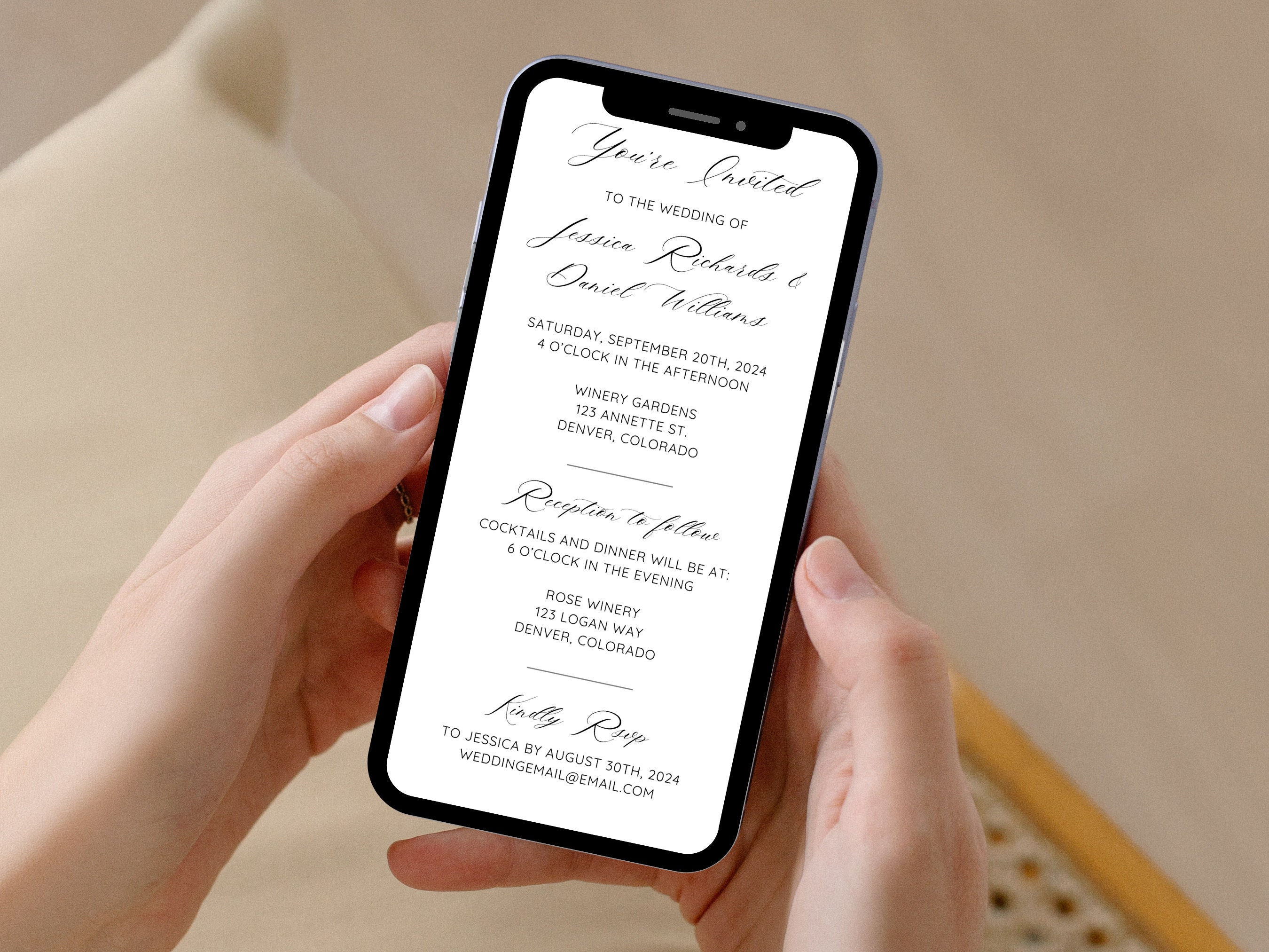 Digital Wedding Invitation, Wedding Invitation Template, Video Invitation, Smartphone Wedding ...