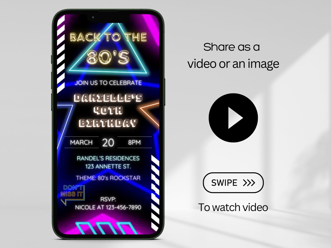 1980s Theme Party Invitation, 80s Birthday Invitation, Back to the 80s ...