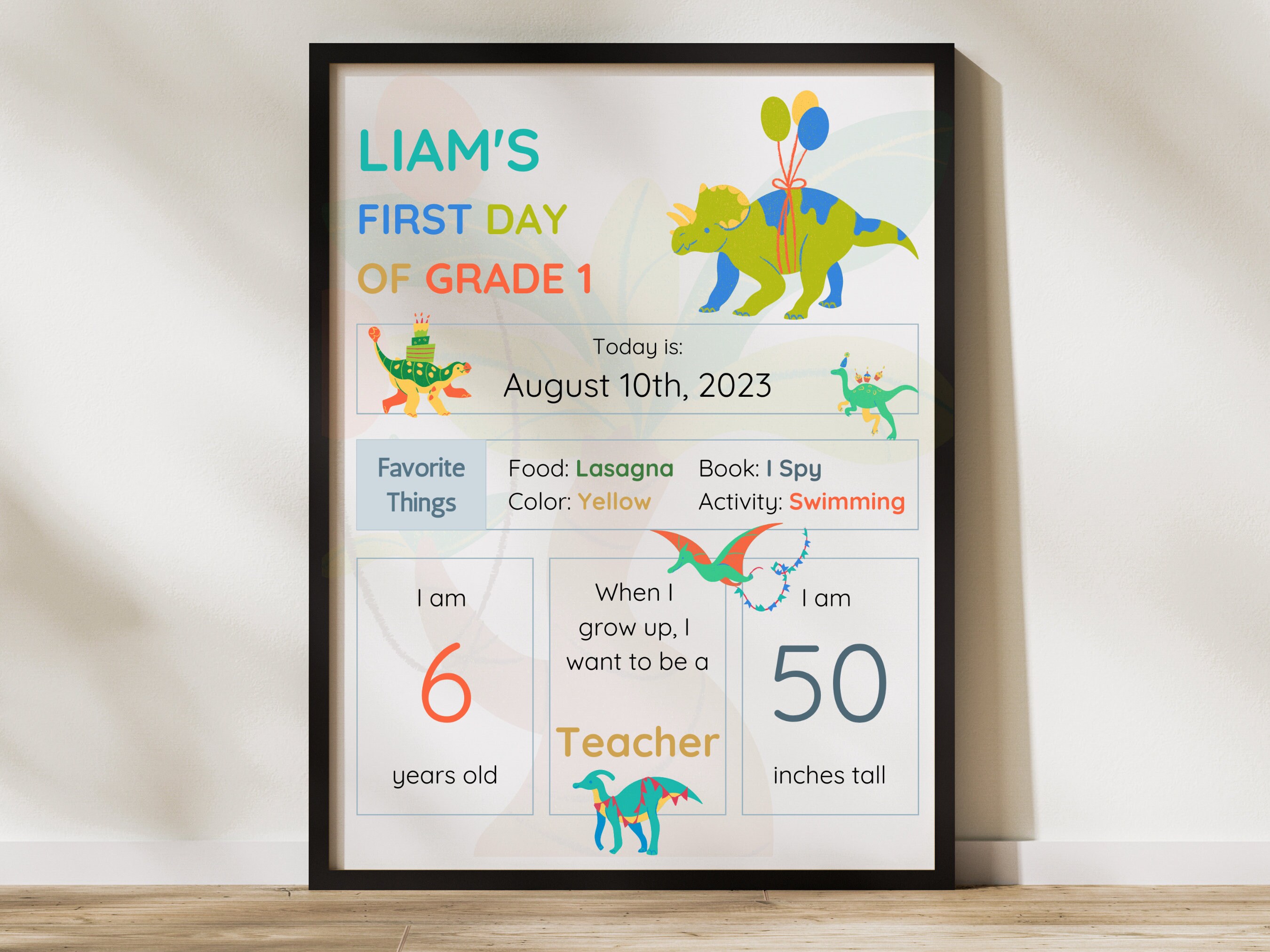 Dinosaur First Day of School Sign Template, Digital First Day of School ...