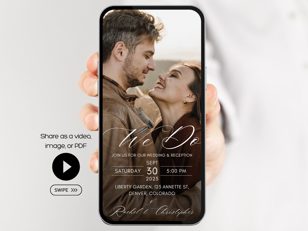 Animated Wedding Invitation, Digital Wedding Invitation, Minimalist ...