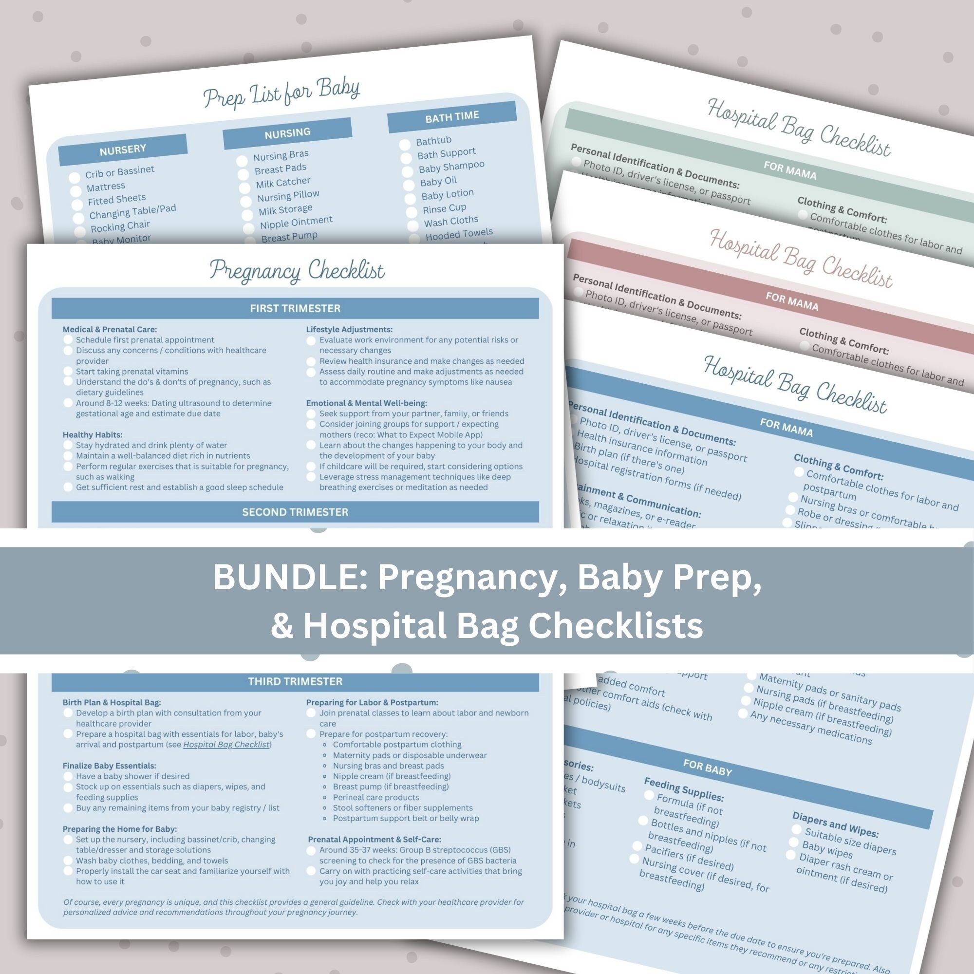 Pregnancy Checklists Bundle Printable, Pregnancy Planning, Expecting ...