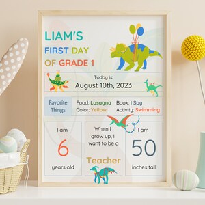 Dinosaur First Day of School Sign Template, Digital First Day of School ...