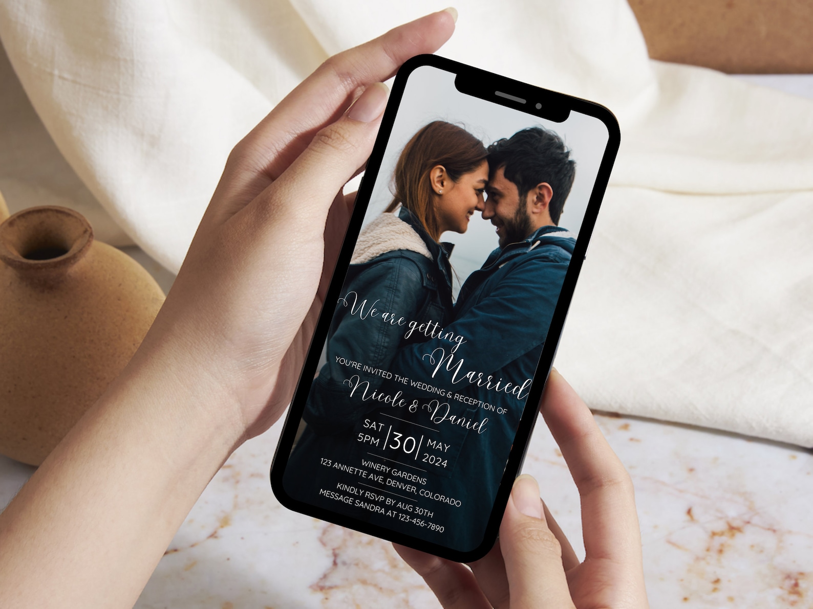Digital Wedding Invitation Template, Wedding Invitation With Photo ...