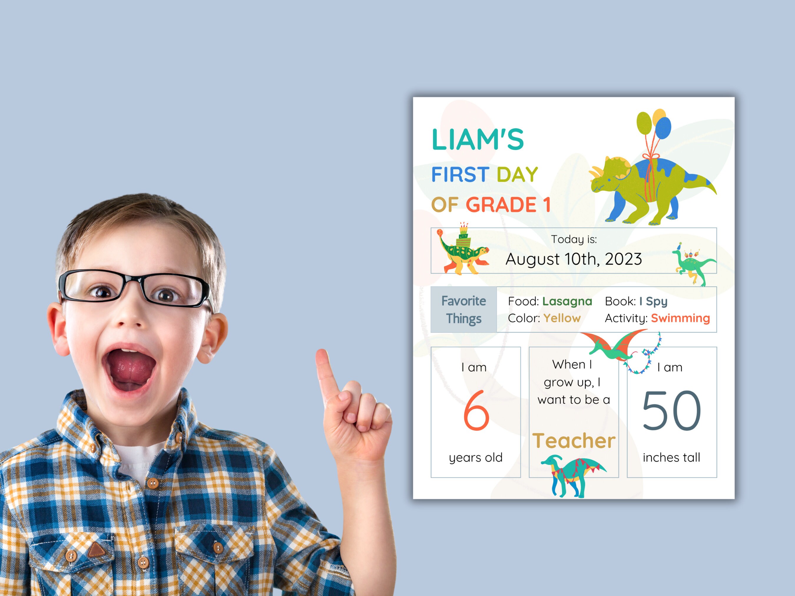 Dinosaur First Day of School Sign Template, Digital First Day of School ...