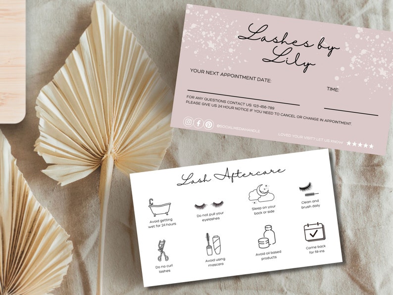 Minimalist Lash Extension Care Card Template Lash Aftercare - Etsy
