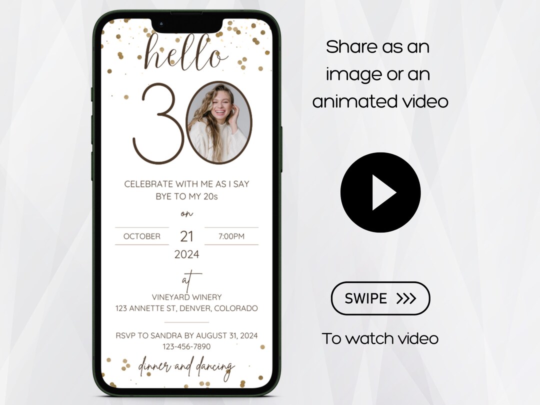 Digital 30th Birthday Invitation Template, 30th Birthday Invitation ...