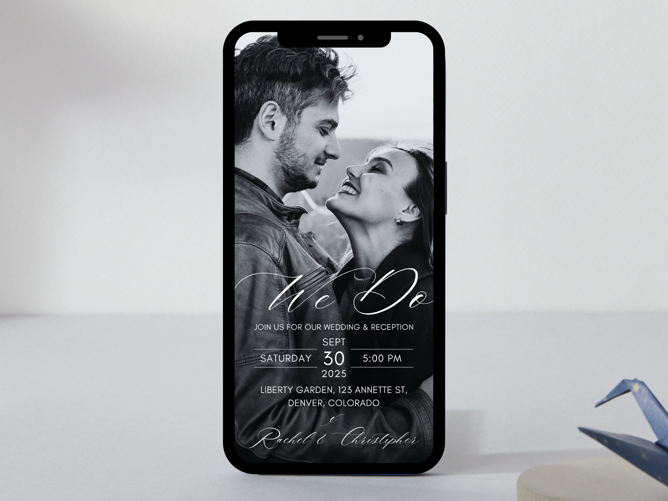 Animated Wedding Invitation, Digital Wedding Invitation, Minimalist ...