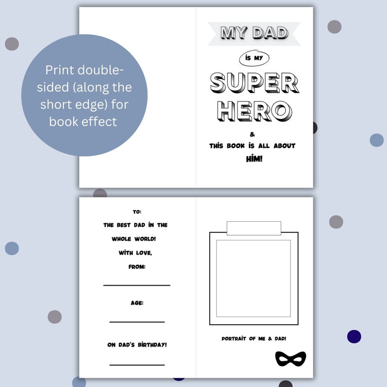 Super Hero Dad Printable Birthday Book Birthday Card - Etsy