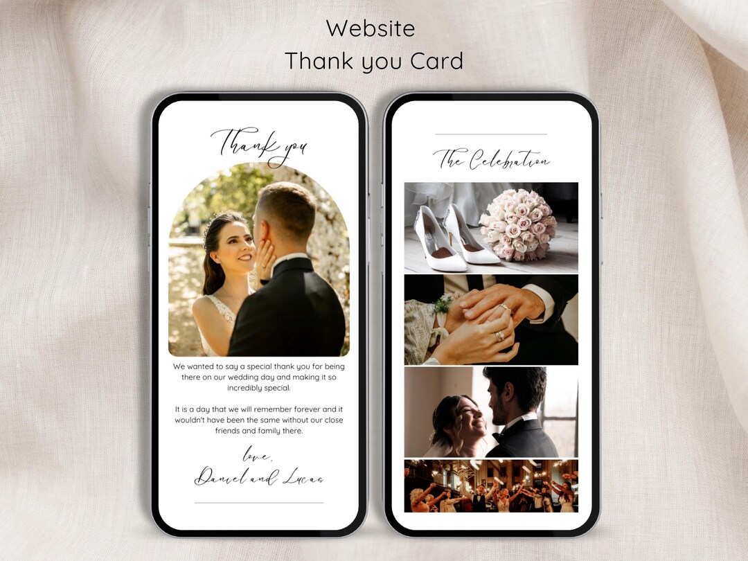 Web Thank You Card Template, Digital Wedding Thank You Note, Wedding ...