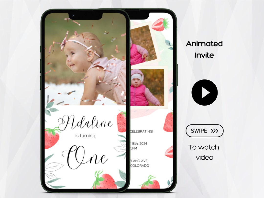 Animated Birthday Evite, Animated Birthday Invitation, First Birthday ...