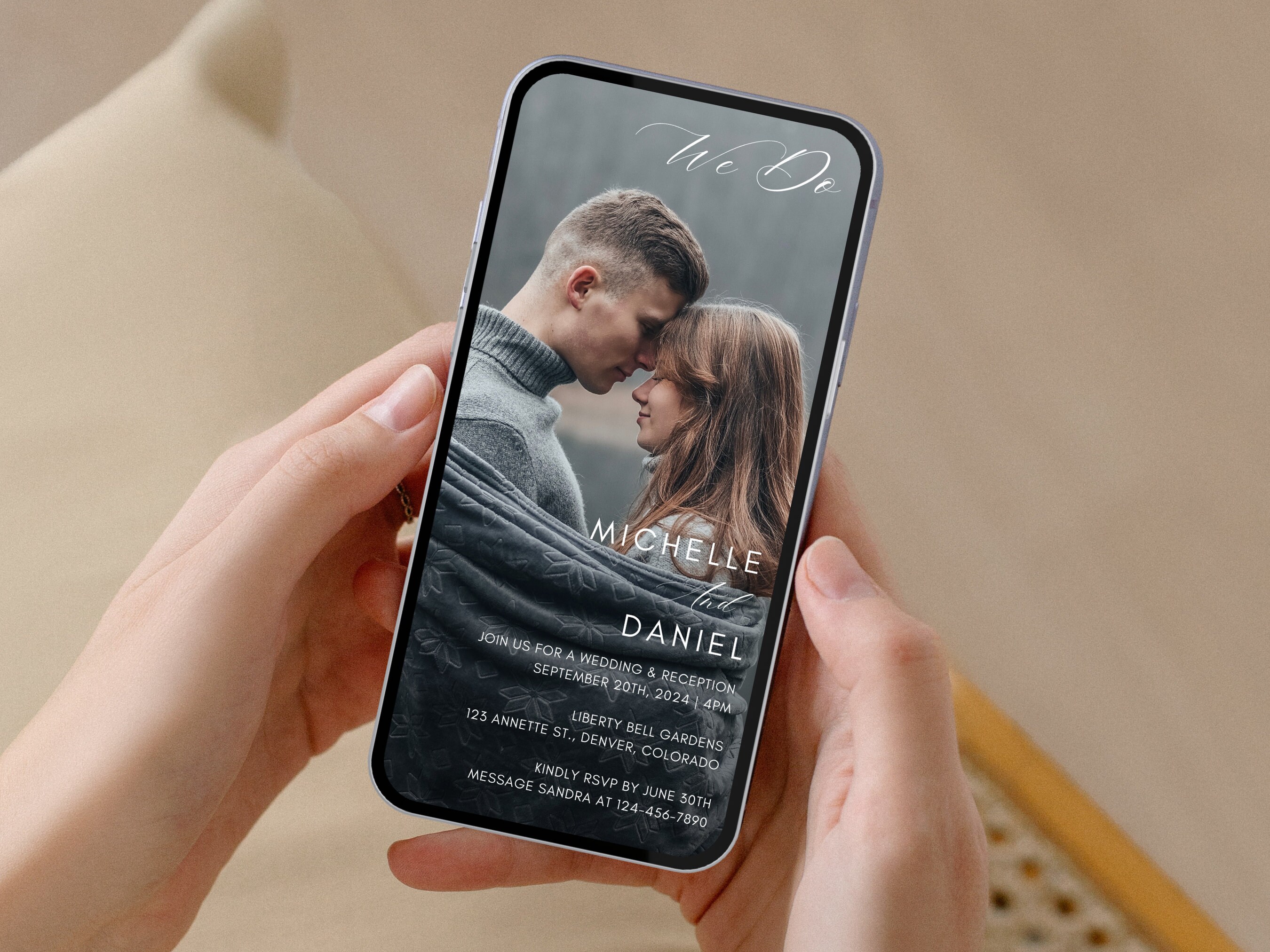 Digital Wedding Invitation, Animated Wedding Invitation, Minimalist ...