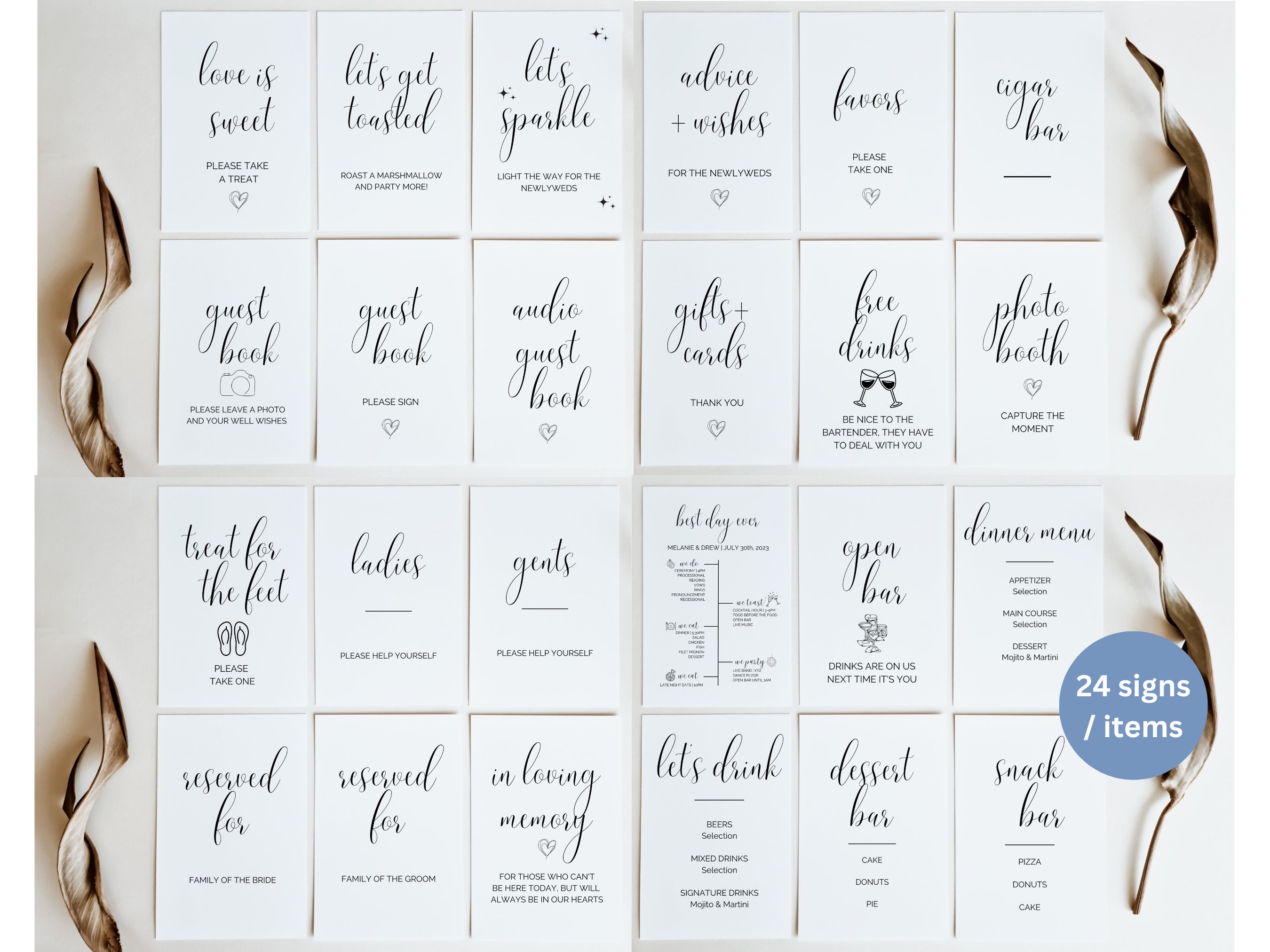 Minimalist Wedding Sign Bundle, Wedding Program, Wedding Menu, Modern ...