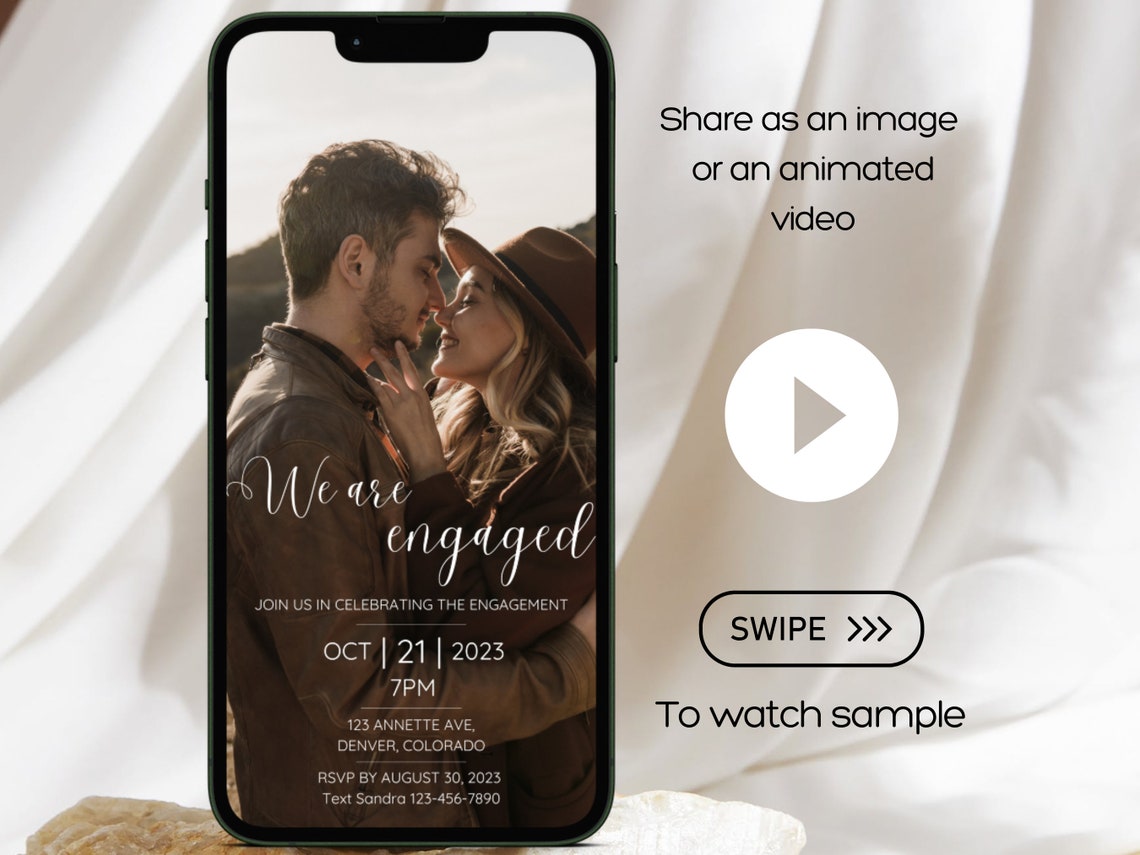Digital Engagement Party Invitation Template, Engagement Party ...