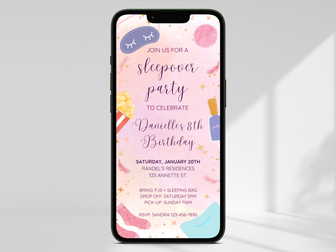 Sleepover Party Invitation Template, Slumber Party Invitation ...