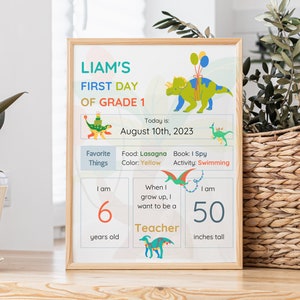 Dinosaur First Day of School Sign Template Digital First Day - Etsy