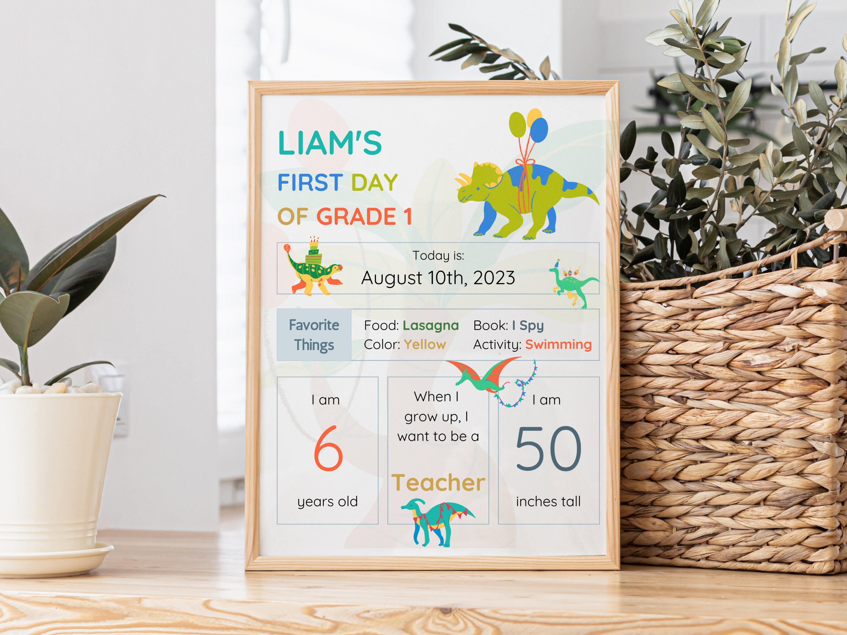 Dinosaur First Day of School Sign Template, Digital First Day of School ...