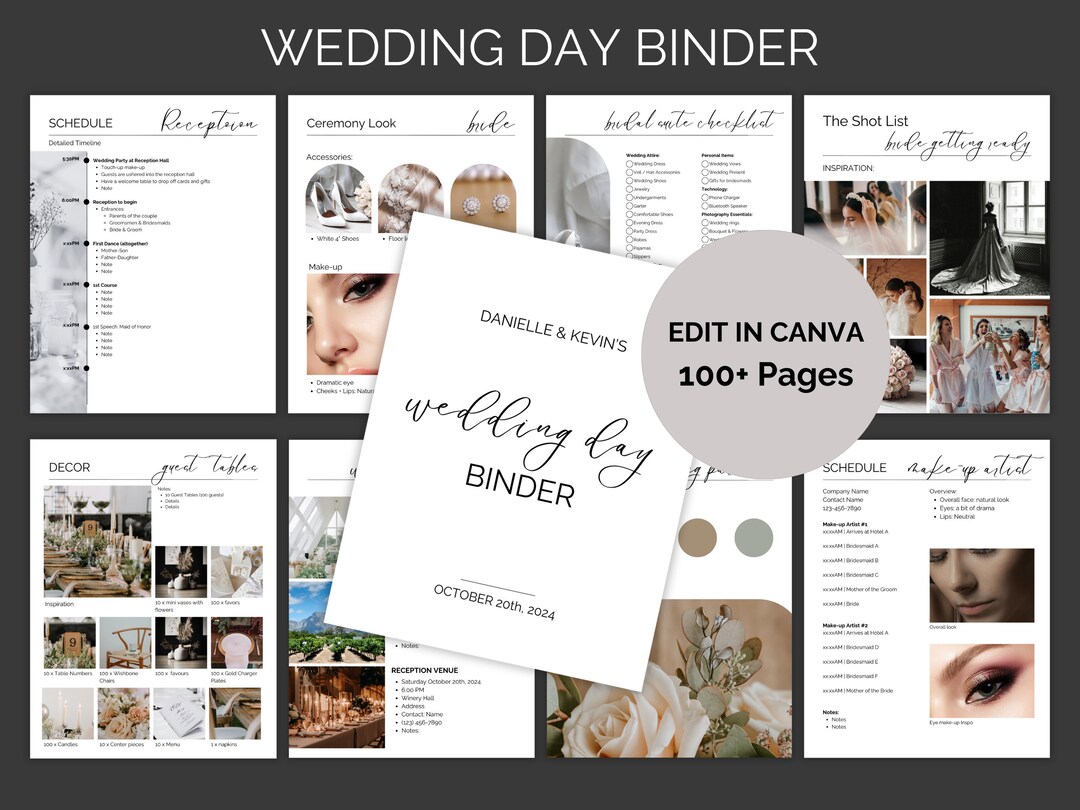 Wedding Day Binder, Wedding Day Binder Template, Wedding Planner ...