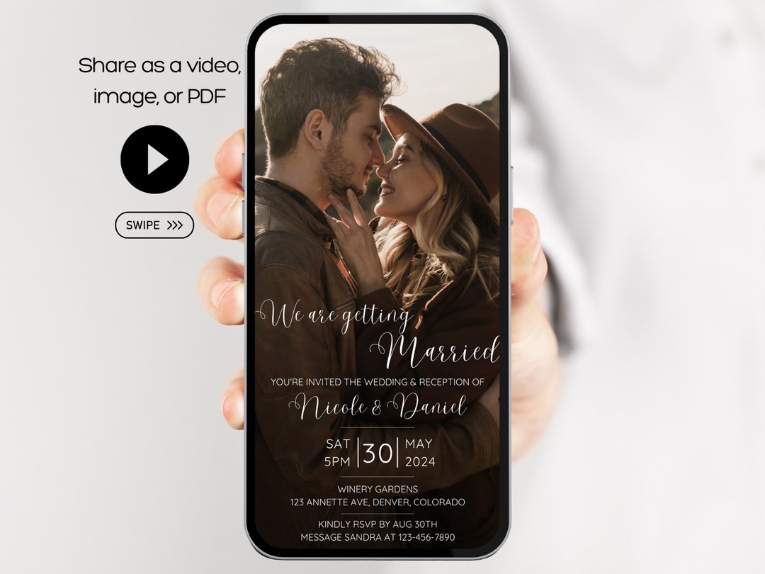 Digital Wedding Invitation Template, Wedding Invitation With Photo ...