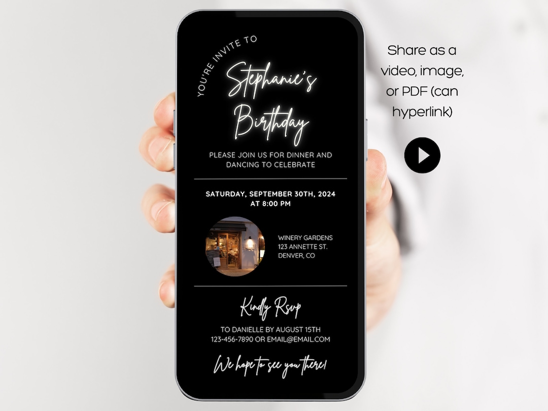 Digital Invitation, Electronic Invitation, Digital Birthday Invitation ...