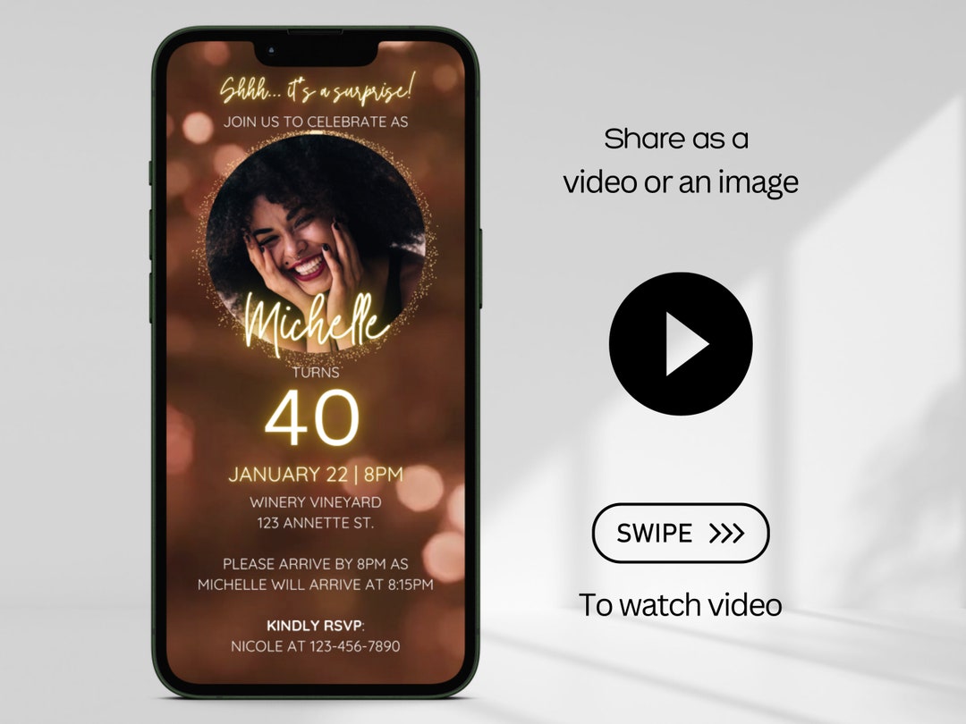 Surprise Party Invitation With Picture, Digital Surprise Party ...