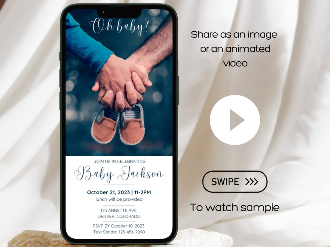 Digital Baby Shower Invitation Template, Baby Shower Invitation With ...