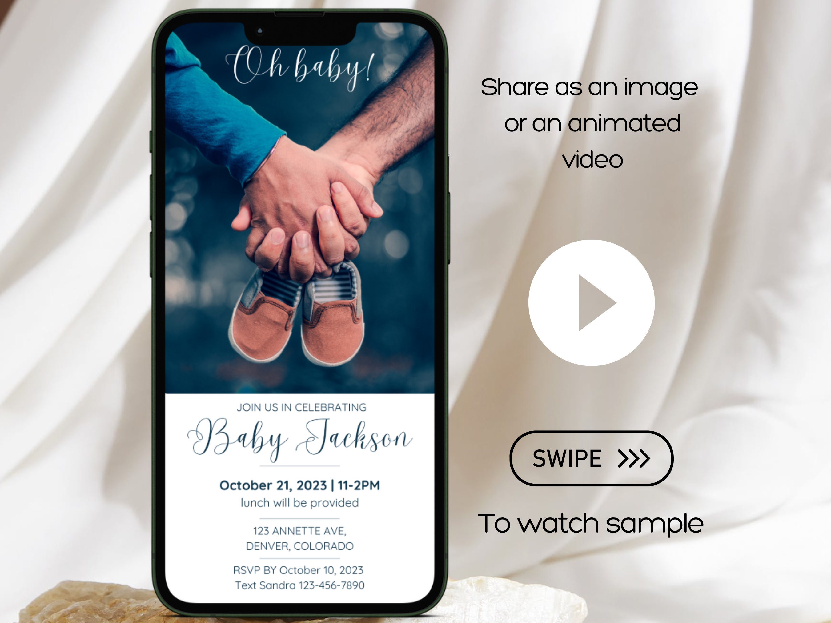 Digital Baby Shower Invitation Template, Baby Shower Invitation With ...