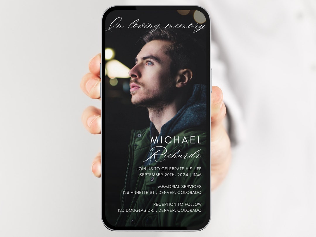 Digital Funeral Invitation, Animated Funeral Invitation, Minimalist ...