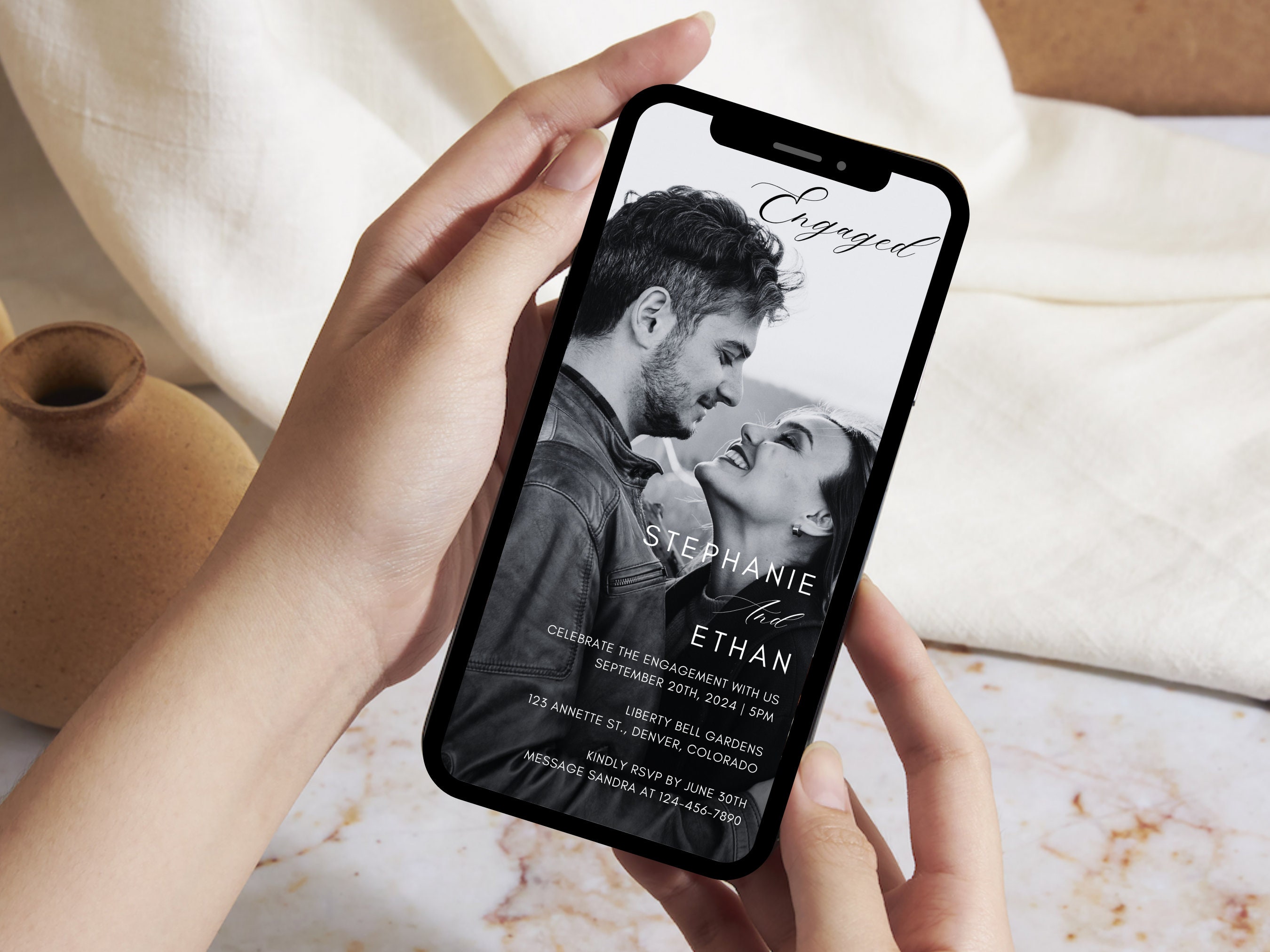 Minimalist Engagement Party Invitation, Animated Engagement Party ...