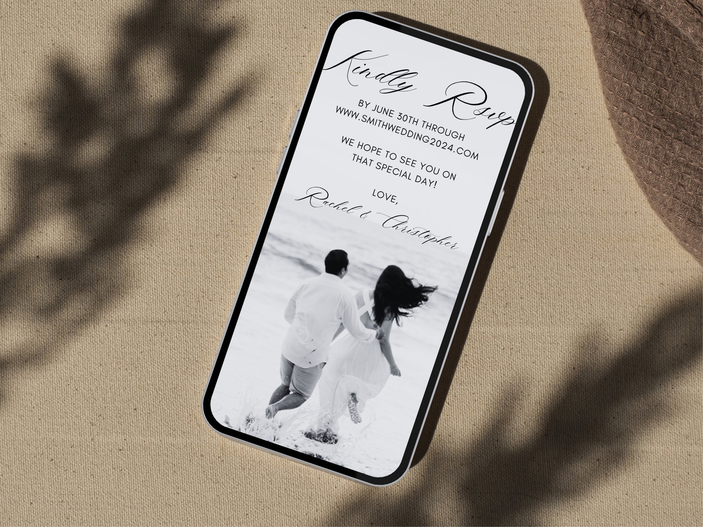 Digital Wedding Invitation, Wedding Invitation Template, Modern Wedding Invitation, Smartphone ...