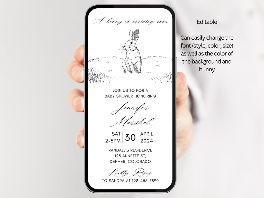 Bunny Baby Shower Invitation, Baby Shower Invitation, Digital Baby ...